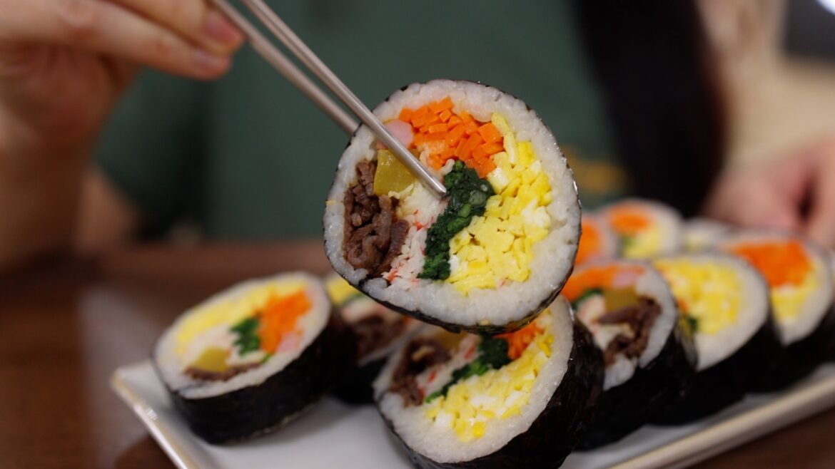 Bulgogi Gimbap (Korean Seaweed Rice Rolls) - Aaron and Claire