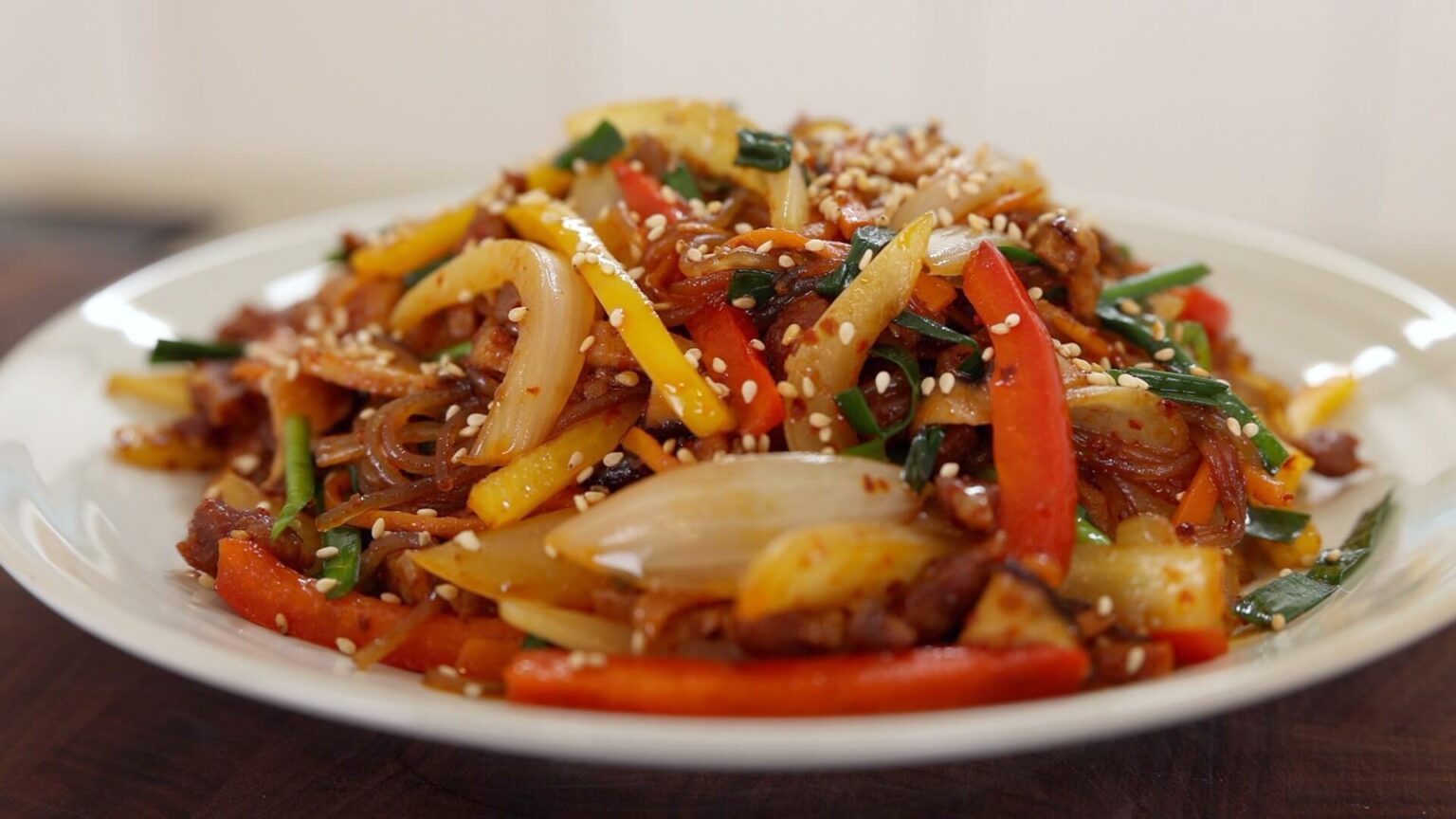 Spicy Japchae (Spicy Korean Glass Noodle Stir-Fry)