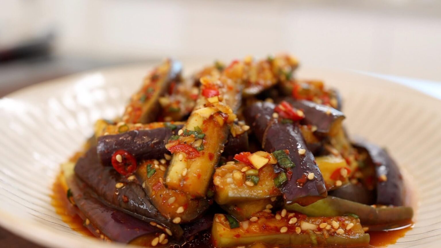 Korean Spicy Garlic Eggplant